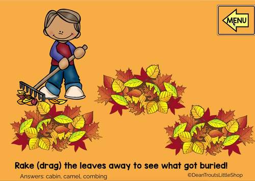 Apraxia | Fall | CVCV - 2 AND 3 SYLLABLES | Raking Leaves | TPT