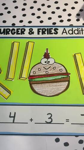 Addition Math Craft Burger and Fries by The Teaching Diva Corner
