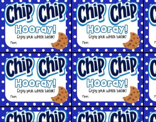 Chips Ahoy Christmas/Winter Holiday Gift Tag- Chip Chip Hooray! Enjoy ...