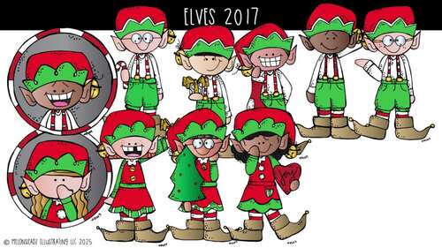 Elves clip art 2017, Christmas clip art COLORED Version by Melonheadz ...