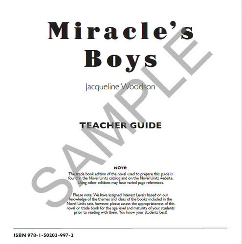 Miracle's Boys Novel Units® Teacher Guide Novel Study | TPT