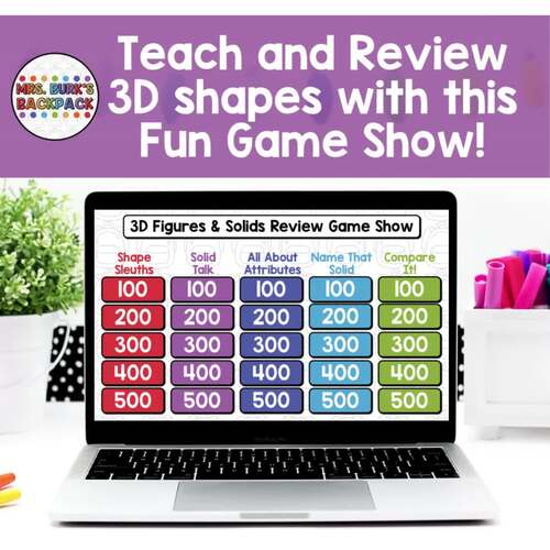 3D Figures, Shapes, & Solids Review Game Show - Math Geometry Digital ...