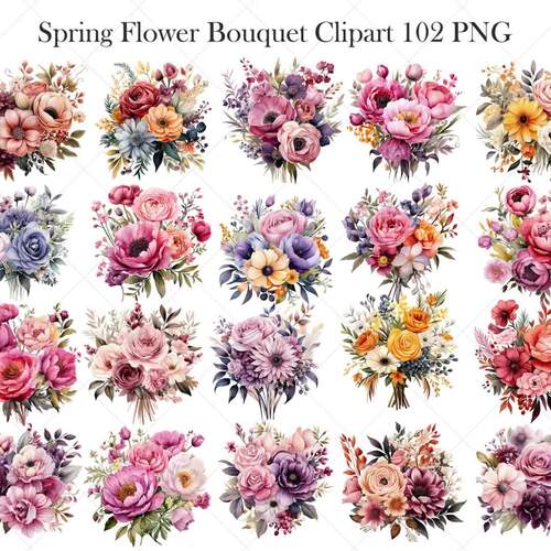 Spring Flower Bouquet Clipart by PinkPearly Design | TPT