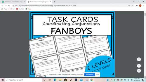 Coordinating Conjunctions - FANBOYS Task Cards by Teacher Alias | TPT