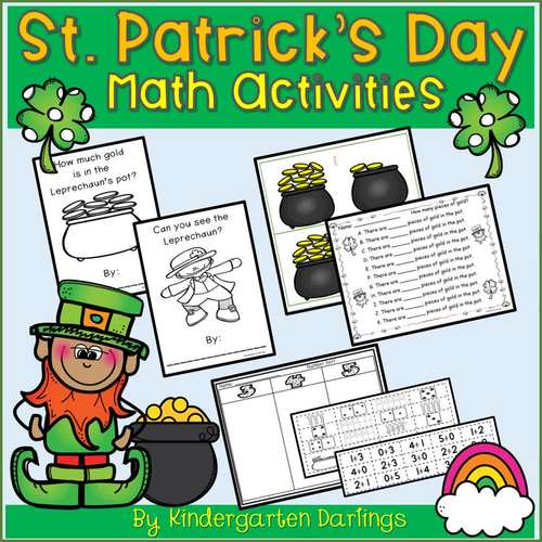 St. Patrick's Day Math Printable Activities for Kindergarten and First ...
