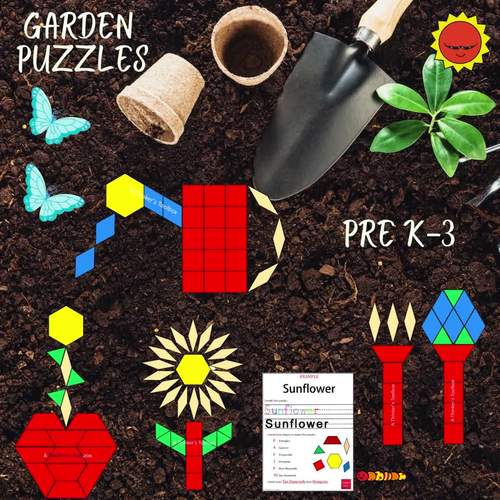 Garden Pattern Block Mat Printables & Worksheets by A Thinker's Toolbox