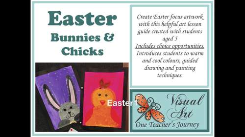 EASTER BUNNY and BABY CHICK art projects x2 guided lesson plans for 1st-3rd