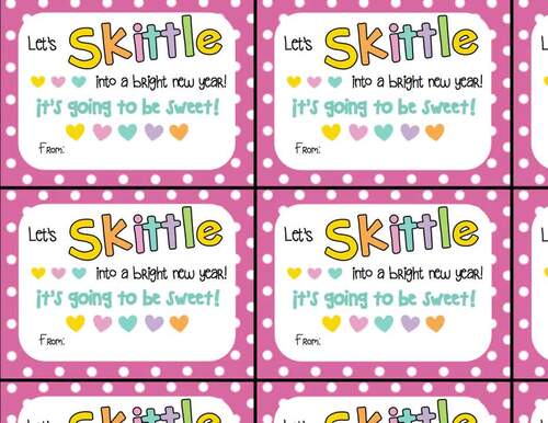 Skittles Beginning of Year Gift Tag- Let's Skittle into a bright new year!