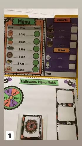 Halloween Menu Math by Homeschooling Autism | Teachers Pay Teachers