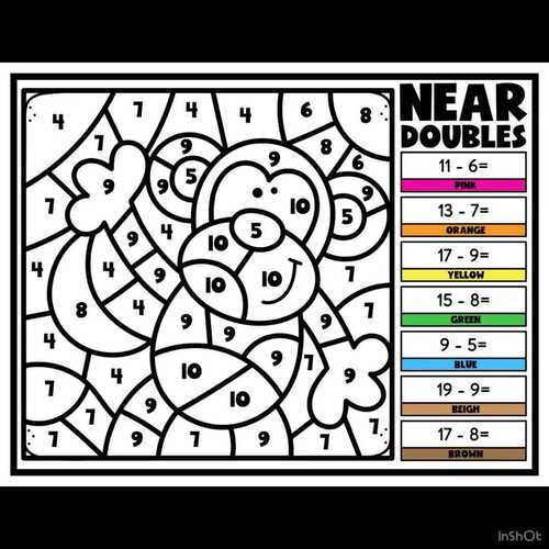 1st Grade Mental Math | Zoo Animals Theme | Subtraction with Near Doubles