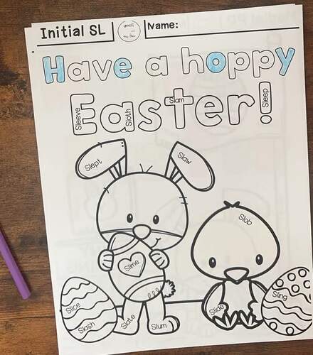 Consonant Blends Coloring Sheets | S L R Blends | Easter by Speech with ...