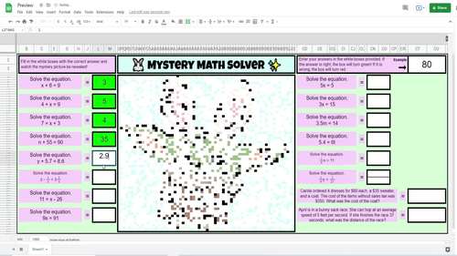Spring & Easter - 2x Algebra Problems, Ratios, Measurements- Pixel Art ...