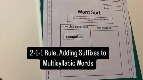 Doubling Rule Part 2 (2-1-1) Phonics and Spelling Worksheets and ...