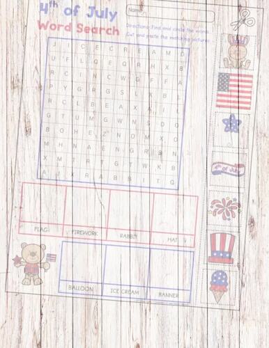 4th of July Word Search Worksheets – Independence Day Activity | Color, B&W