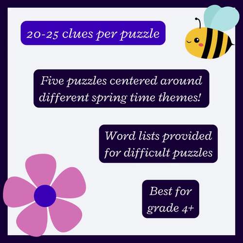 Bundle! 5x spring-theme crossword puzzles. Great research activity for ...