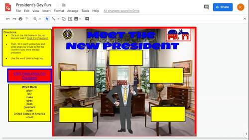 Presidents' Day Fun (Grades 2nd - 4th) Digital/Google Classroom/Smart Board