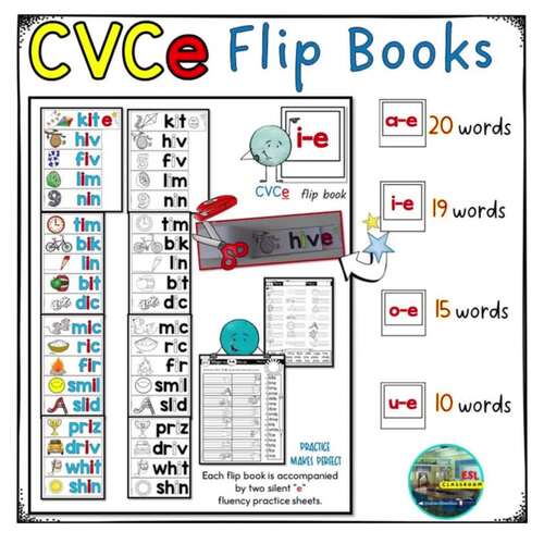 Magic-e Flip Books | Silent e CVCe Practice Pages & Phonics Activities