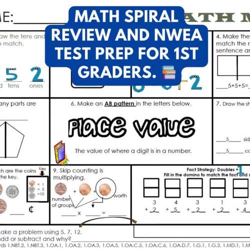 NWEA MAP Math Bundle Grade 1- Test Prep Spiral Practice Review | TPT