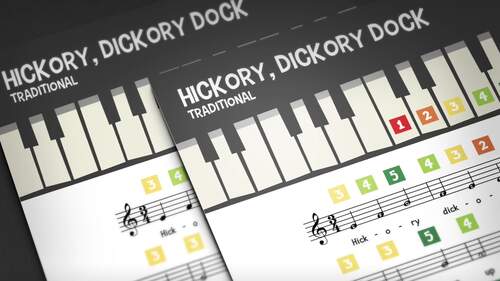 "Hickory, Dickory Dock" Folk Song | Piano Sheet Music | Play-by-Numbers