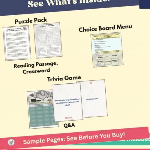 U.S. Expansion California, Texas, West HSS 5.8.6 Puzzle Pack, Trivia ...