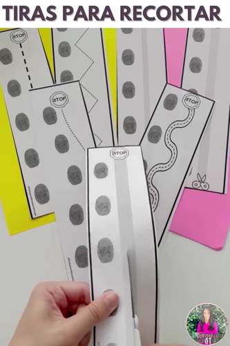Tiras para recortar - Spanish Thumbprint Cutting Practice | TPT