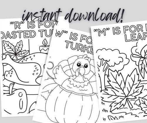 ABC Thanksgiving Coloring Activity by Taylor Dell'Aringa | TPT