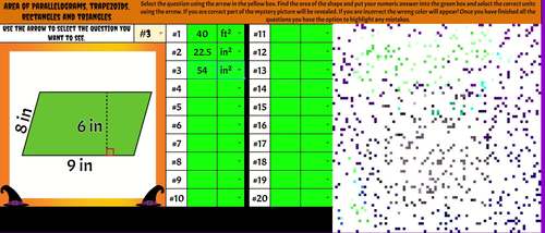 Halloween Pixel Art Area of Rectangles, Parallelograms, Trapezoids and ...