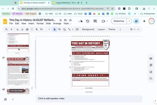 This Day in History Bellringer - August - Reading Passages - Digital