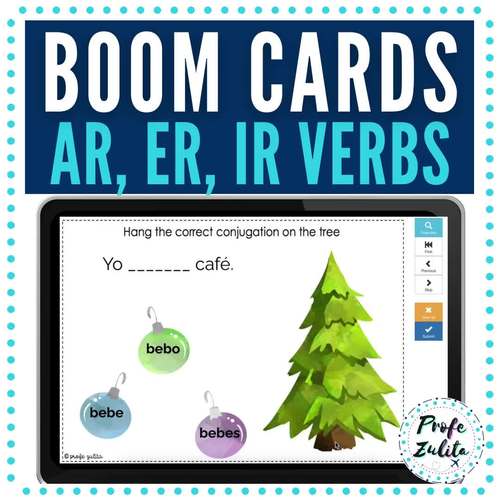 Spanish Christmas Navidad Activity | Boom Cards | AR ER IR Verb Practice