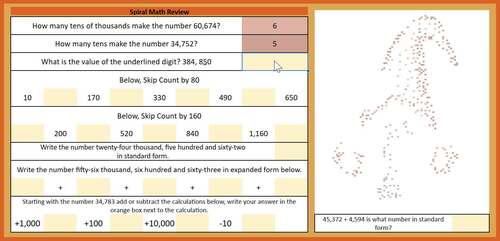 NO PREP - Spiral Math Review for 3rd or 4th grade - Pumpkin Spice Gnome
