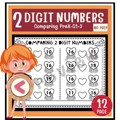 Comparing Two-Digit Numbers Worksheets: Valentine’s Day Edition by Sahataee
