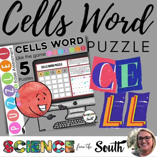 Plant and Animal Cells Word Code Puzzle Digital Review Activity for Biology