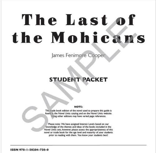 The Last of the Mohicans Novel Units® Student Packet Novel Study