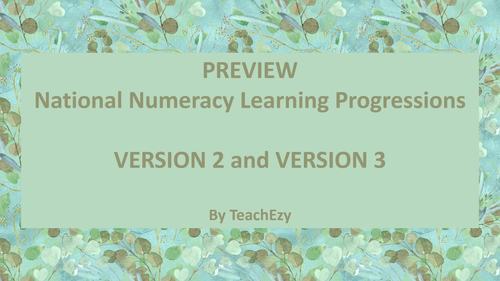 National Numeracy Learning Progressions Tables Australia VER2 and VER3
