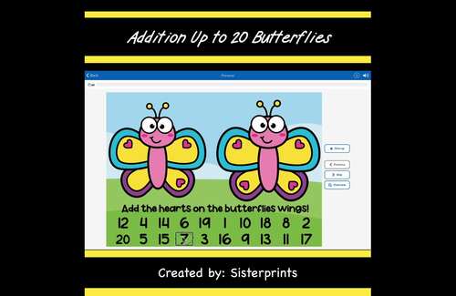 Addition Up to 20 Butterflies by Sister Prints | TPT