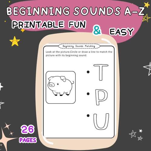 Phonics Beginning Sounds Worksheets A–Z|Alphabet Matching Activity for ...