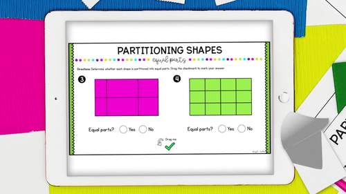 Fractions Partition Shapes 3rd Grade Math Geometry 3.GA.2 Worksheets ...