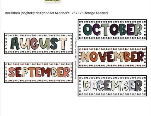 Seasonal Labels - Classroom Organization | Month Labels | TPT