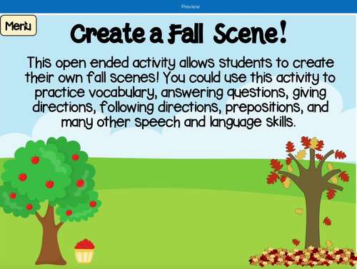 Create a Fall Scene Boom Cards™ Speech Therapy Autumn Language Activity