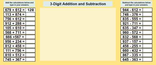 Digital Pixel Art NO PREP 3-digit Addition and Subtraction Google Sheets