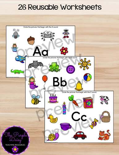 No Prep Letter Sounds Worksheets for Preschool PreK Kindergarten