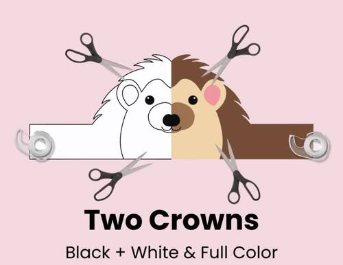Hedgehog Crown / Party Hat / Mask / Costume / Animal / Headband ** Two ...