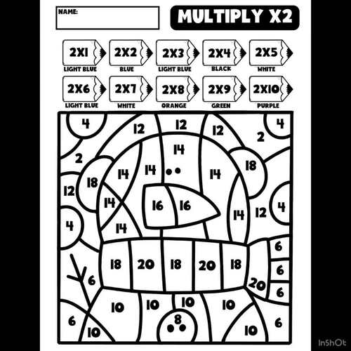 Winter-Themed Color-by-Skill Multiplication Worksheets: Mastering 2s ...