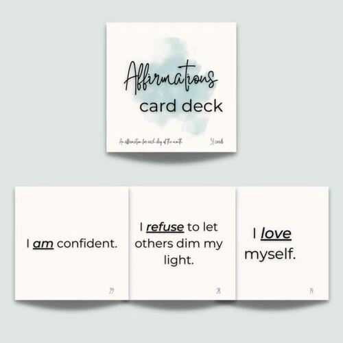 Affirmations Card Deck, 31 Cards, Self-Esteem, Affirmations, Self-Love