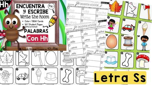 Spanish- Encuentra y Escribe Letra Hh | Write the Room by Alma Almazan