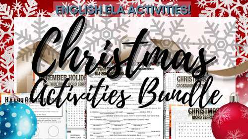 Middle School Christmas Holiday Activities English ELA BUNDLE | Games & Fun
