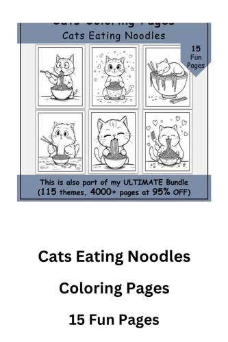 Cats Eating Noodles Coloring Pages for Kids | Fun Printable Coloring ...