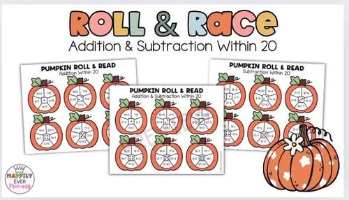 Fall Roll & Race Math Dice Games | Addition & Subtraction Within 20