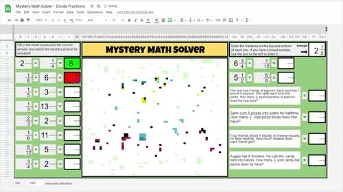 Super Math Bowl Theme - Fractions Digital Math Activity - Pixel Art