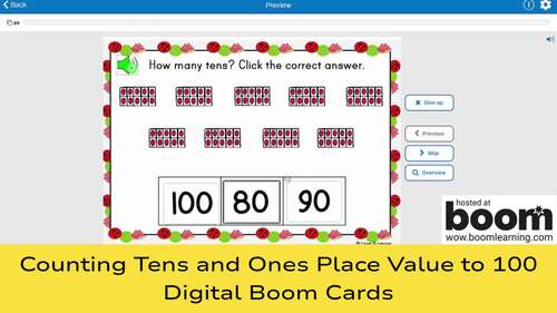 Counting Tens and Ones Place Value to 100 Digital Boom Cards | TPT